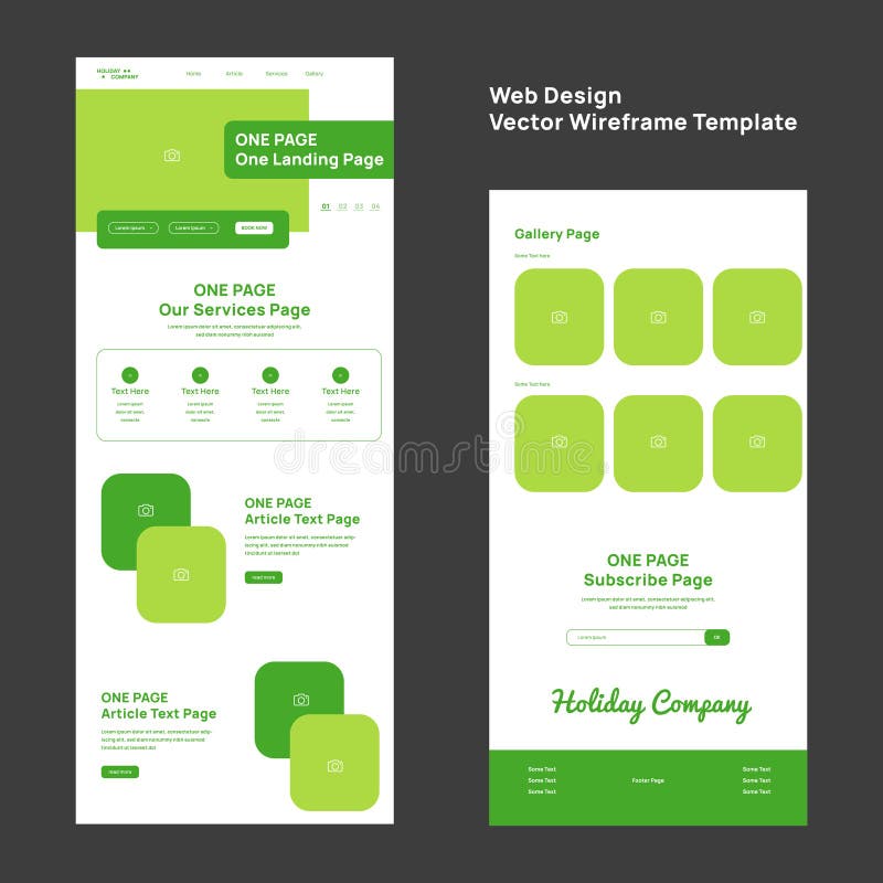 Web Design Wireframe Template Green Design Vector Editable Stock Vector ...