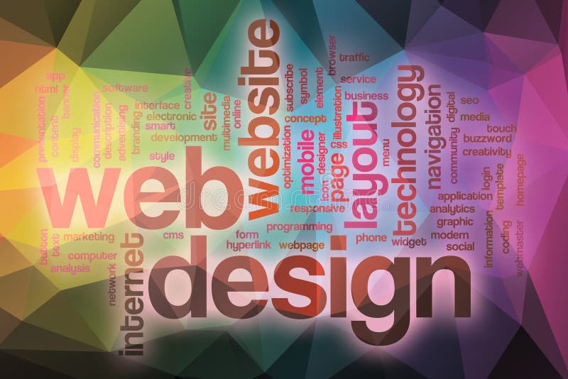 Web Design Word Cloud with Abstract Background Stock Illustration ...