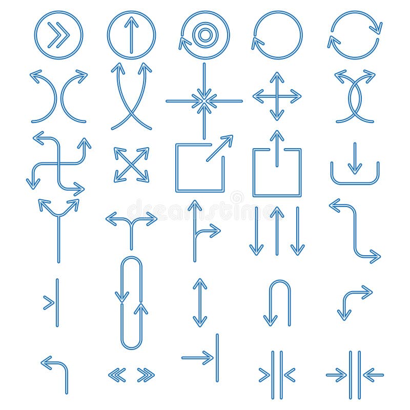 Set of Blue Line Arrows. Simple Vector Illustration Stock Vector ...