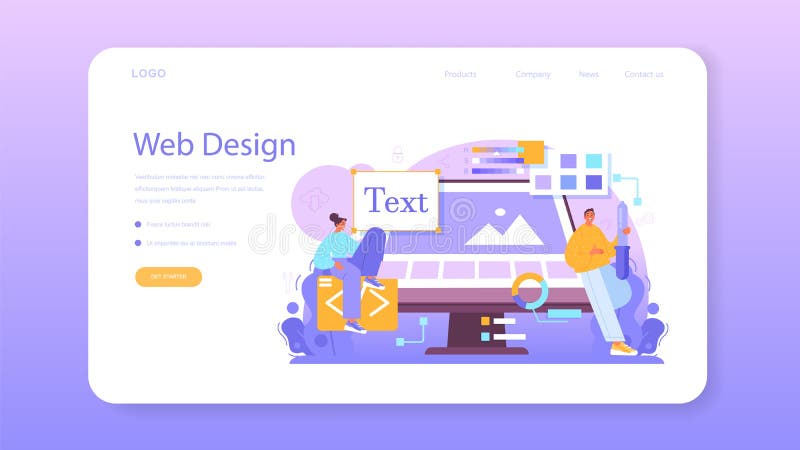 Web Designer Web Banner or Landing Page. Interface and Content Stock Vector - Illustration of ...