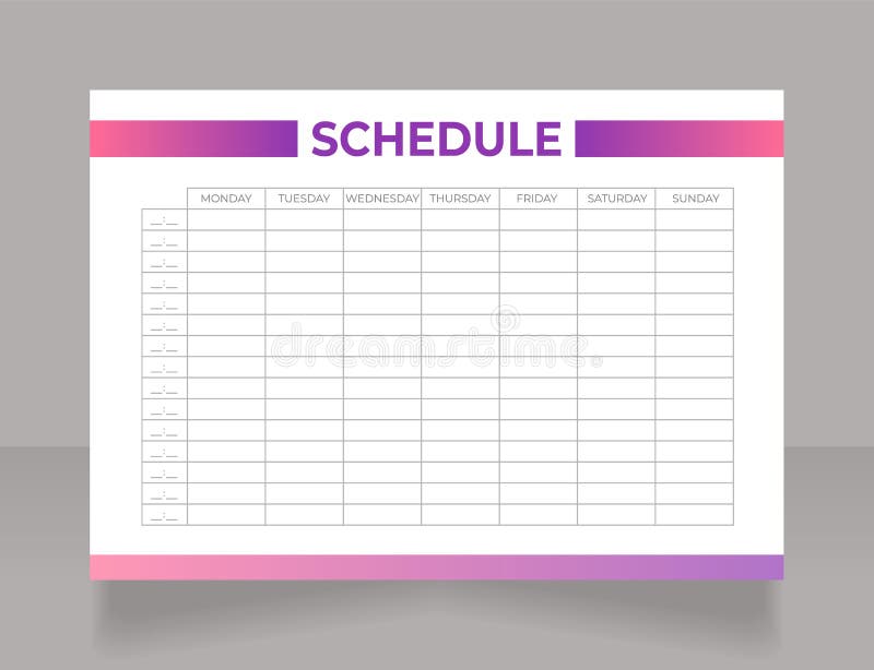 Web Designer Course Schedule Worksheet Design Template Stock Vector ...