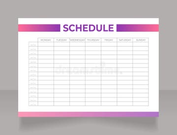 Web Designer Course Schedule Worksheet Design Template Stock Vector ...