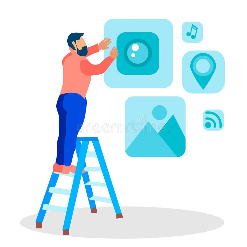 Web Designer Creating UI Flat Vector Illustration Stock Vector ...