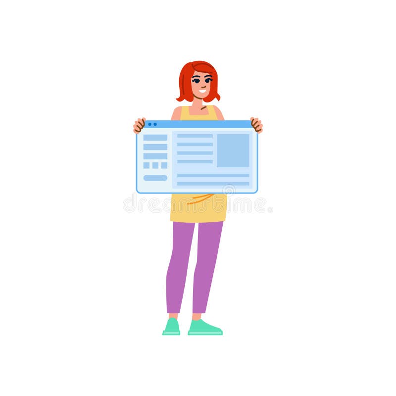 Web Designer Holding Website Interface Layout Wireframe Window Stock ...
