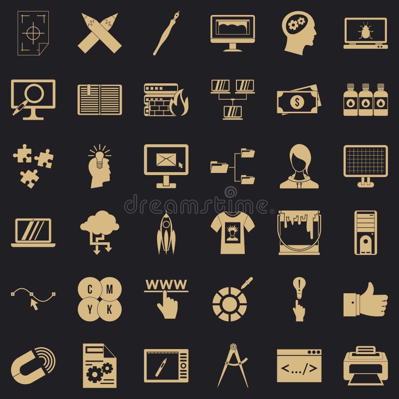 Web Designer Icons Set, Simple Style Stock Vector - Illustration of ...