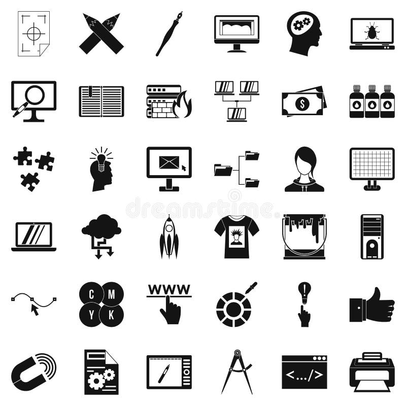 Web Designer Icons Set, Simple Style Stock Vector - Illustration of ...
