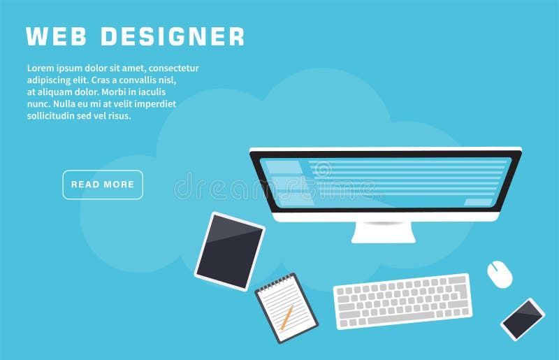 Designer Landing Page. Web Page Template with Sketch Concept, Cartoon ...
