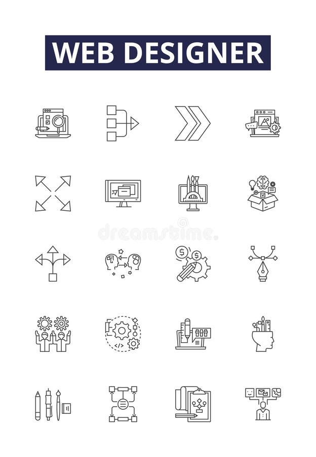 Web Designer Line Vector Icons and Signs. Designer, CSS, HTML ... Web Designer Line Vector Icons and Signs. Designer, CSS, HTML ...