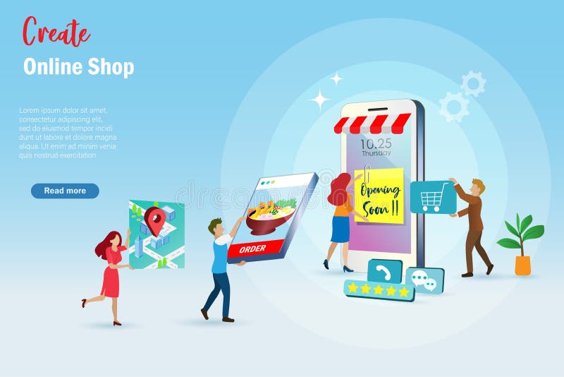 Web Designer and Programmer Team Create Online Shop on Smartphone ...