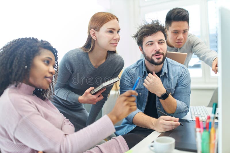 Web Designer Team Develops Design Idea Stock Image - Image of business ...