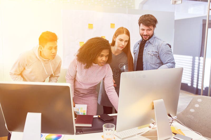 Web Designer Team in the Office on the Computer Stock Image - Image of ...