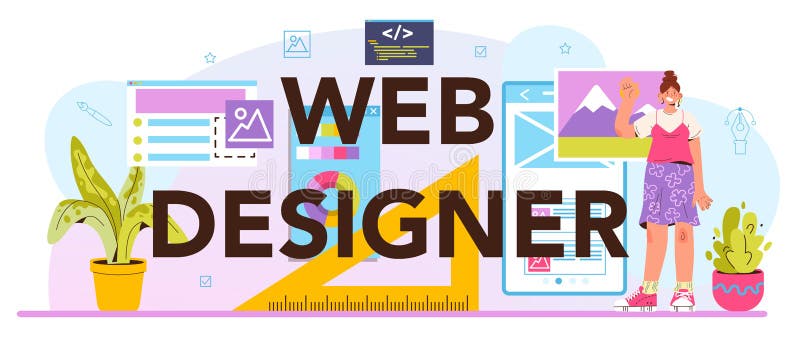 Web Designer Typographic Header. Presenting Content on Web Pages Stock Vector - Illustration of ...