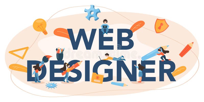 Web Designer Typographic Header. Presenting Content on Web Pages Stock ...