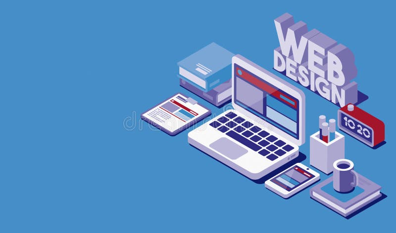 Web designer work desktop stock illustration. Illustration of desktop ...
