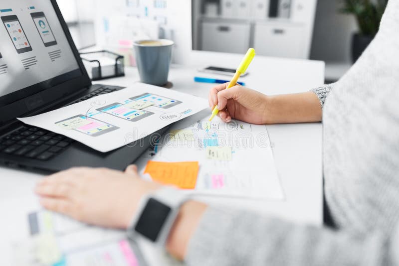 Web Designer Working on User Interface at Office Stock Image - Image of ...