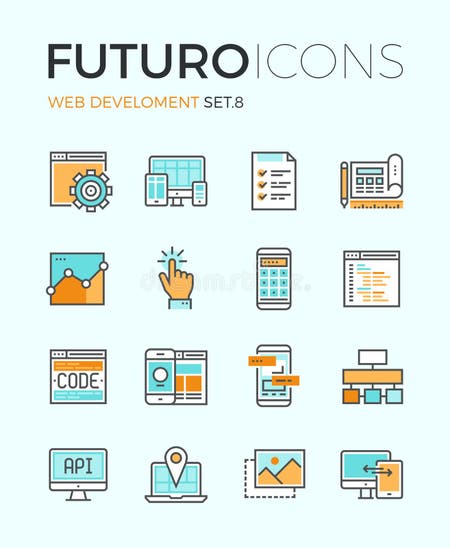 Web Develop Futuro Line Icons Stock Vector - Illustration of icon, flat ...