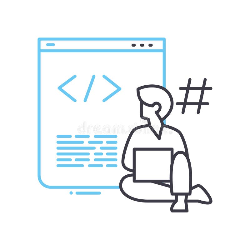 Web Develop Line Icon, Outline Symbol, Vector Illustration, Concept ...