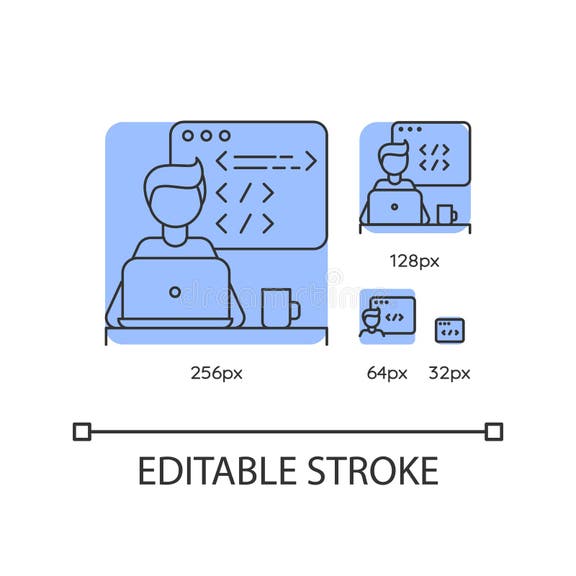 Web Developer Blue Linear Icons Set Stock Vector - Illustration of ...
