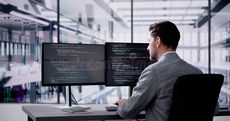Web Developer Coding On Computer Stock Image Image Of Coding Back 8547