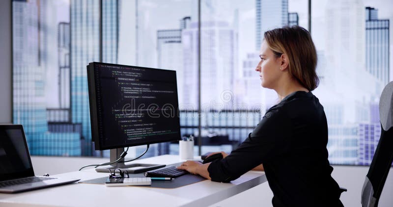 Web Developer Coding On Computer Stock Image Image Of Lady Computer 303488229