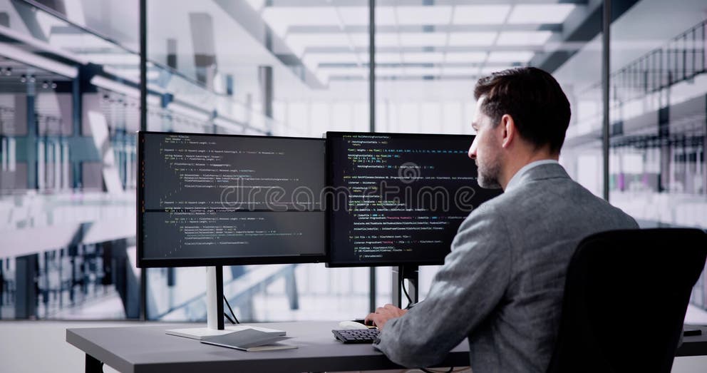 Web Developer Coding on Computer Stock Photo - Image of engineer, multiple: 305269824