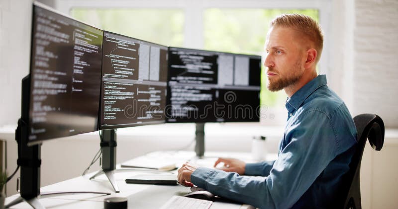 Web Developer Coding On Computer Stock Image Image Of Programmer 4357