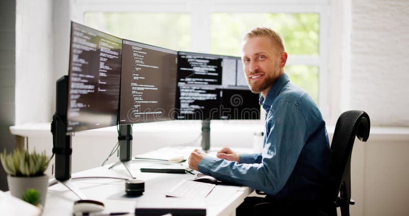 Web Developer Coding On Computer Stock Image Image Of Computer
