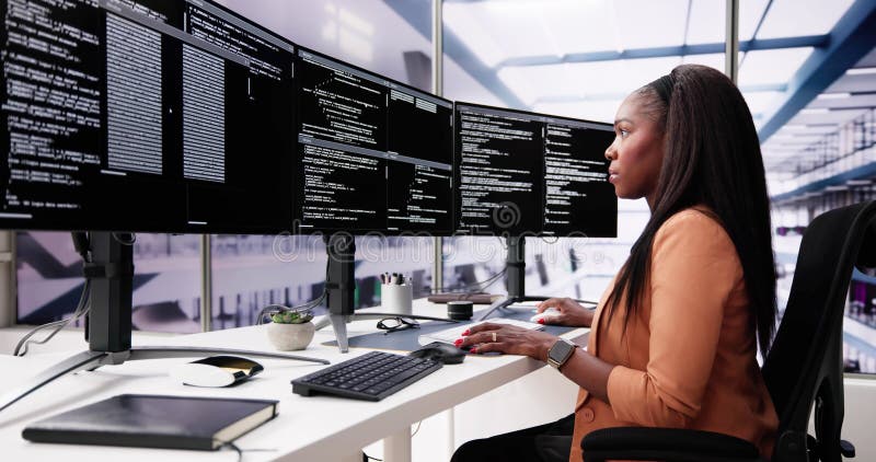 Web Developer Coding on Computer Stock Photo - Image of woman, development: 319656814