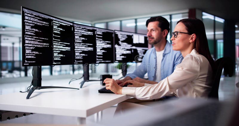 Web Developer Coding on Computer Stock Photo - Image of cyber, engineer ...