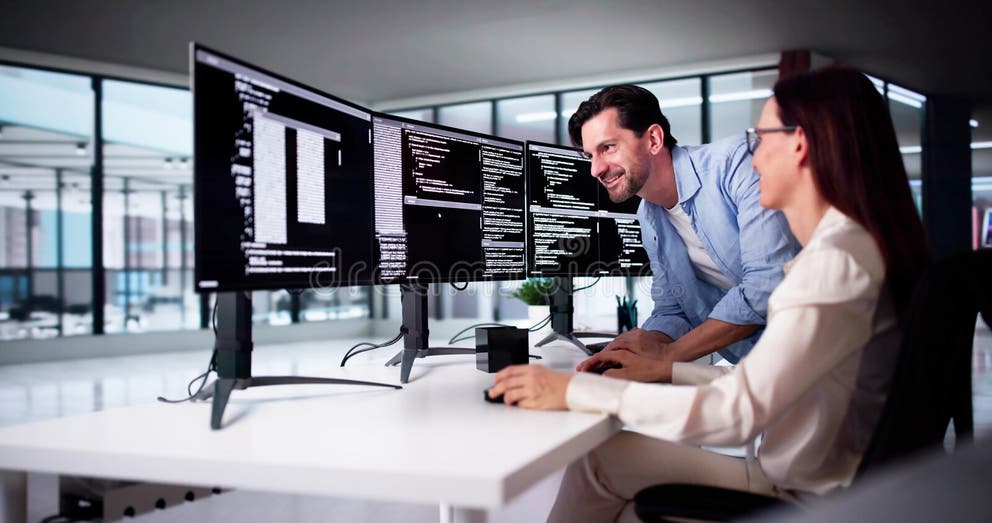 Web Developer Coding on Computer Stock Photo - Image of teamwork ...