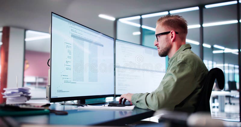 Web Developer Coding On Computer Stock Illustration Illustration Of Software Back 340233909