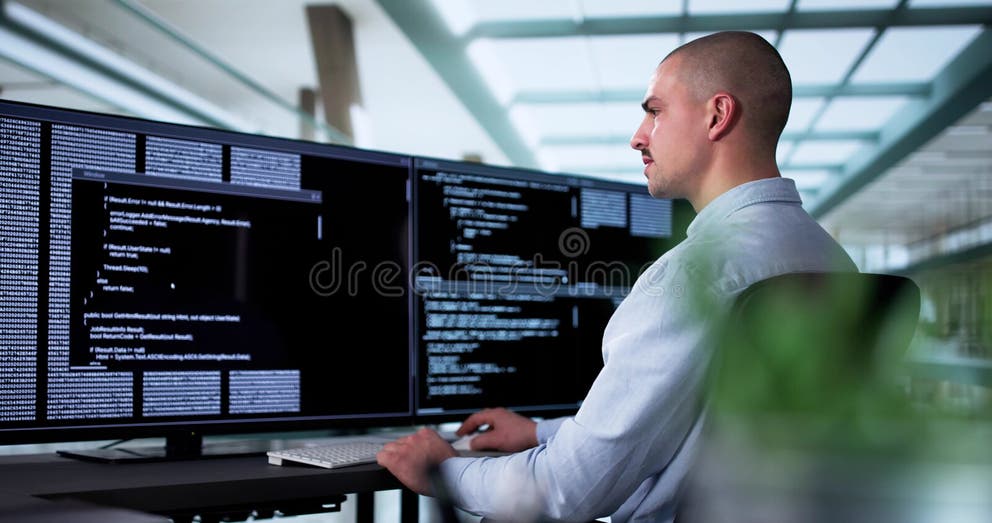 Web Developer Coding on Computer Stock Image - Image of data, monitor ...