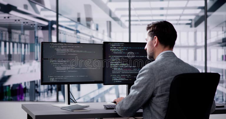 Web Developer Coding on Computer Stock Image - Image of coding, back: 302794527