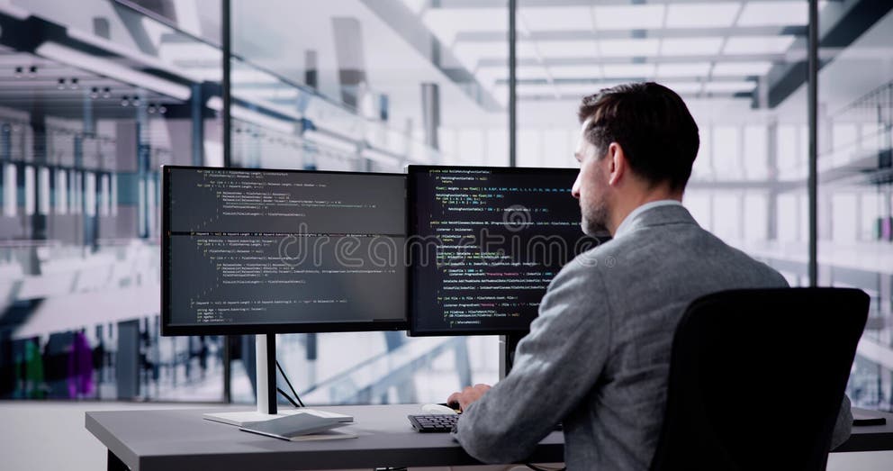Web Developer Coding on Computer Stock Image - Image of coding, back: 302794527