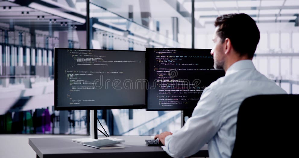 Web Developer Coding on Computer Stock Photo - Image of multiple ...