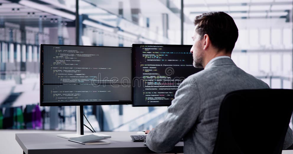 Web Developer Coding on Computer Stock Image - Image of screen, hacker ...