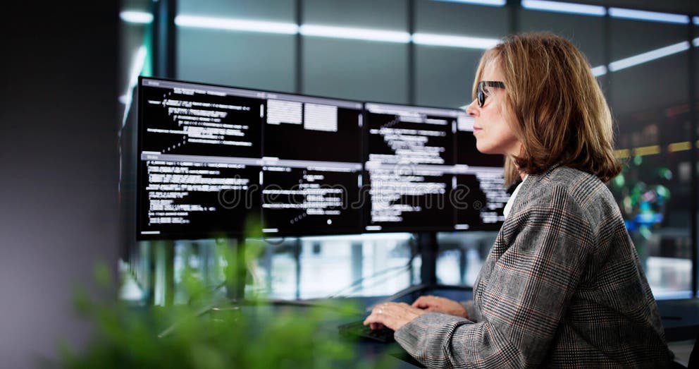 Web Developer Coding on Computer Stock Image - Image of working, hacker ...