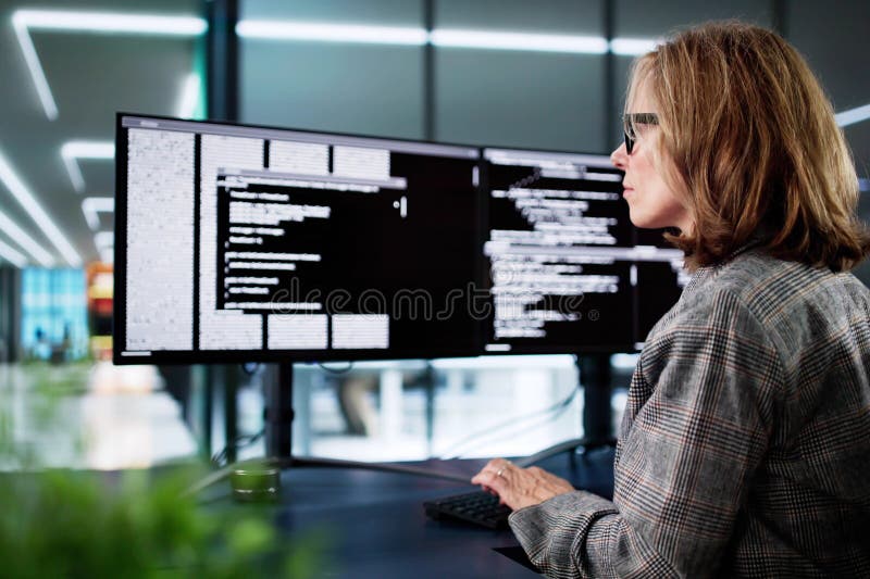 Web Developer Coding On Computer Stock Image Image Of Engineer