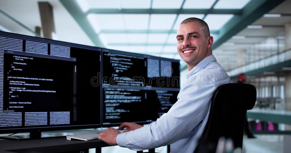 Web Developer Coding on Computer Stock Image - Image of back, monitor: 355721071