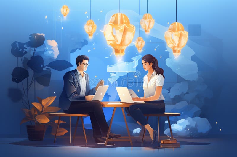 Web Developer Collaborating with Two Team Members Illustration Stock ...