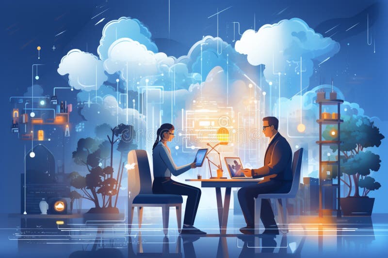 Web Developer Collaborating with Two Team Members Illustration Stock ...