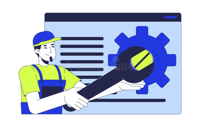 Web Developer Fixing Website 2D Illustration Concept Stock Vector ...