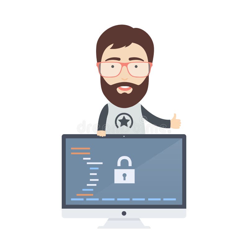 Web Developer in Glasses stock vector. Illustration of programming ...