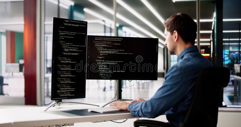 Web Developer Looking At Code Stock Image Image Of Desktop Software 316214315