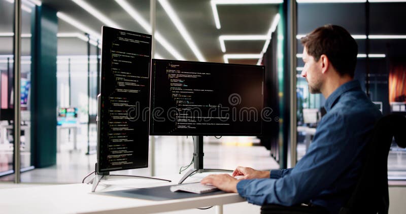 Web Developer Looking At Code Stock Image Image Of Desk Engineer 316929667