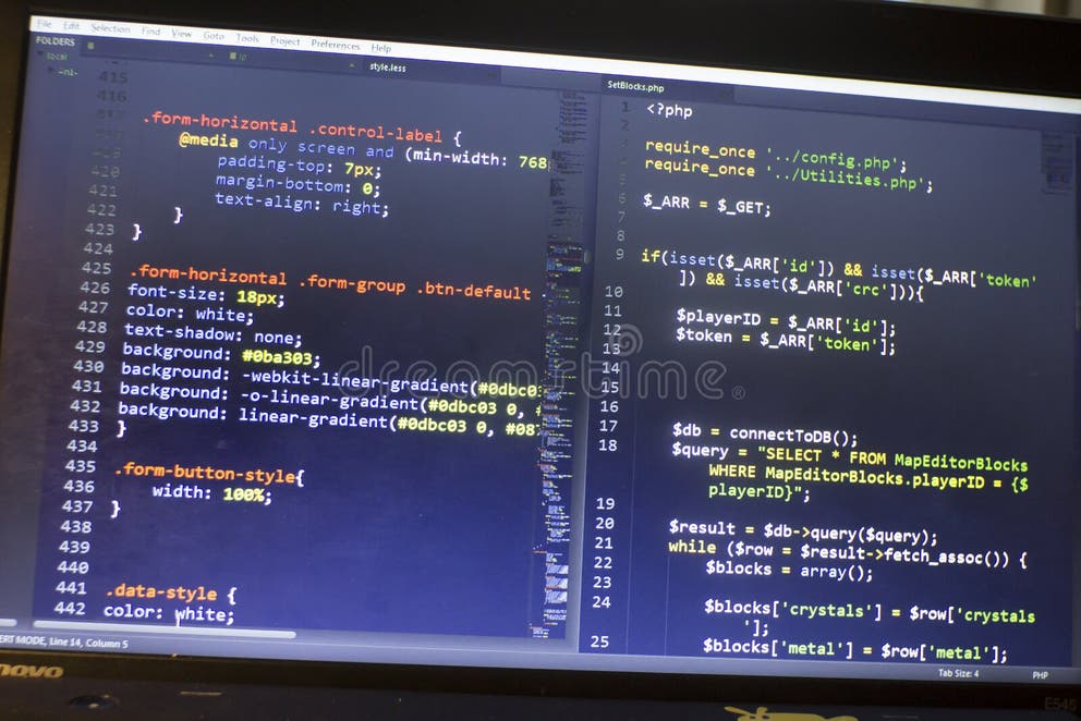 Web Developer PHP and CSS3/less/SASS Code Close Up. Database Connecting ...