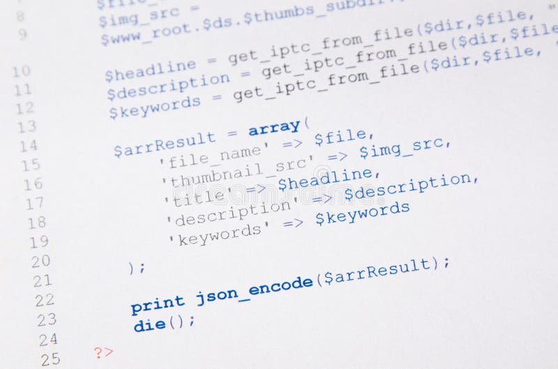 Web Developer Programming Code Printed On A Piece Of Paper Stock Image Image Of Html