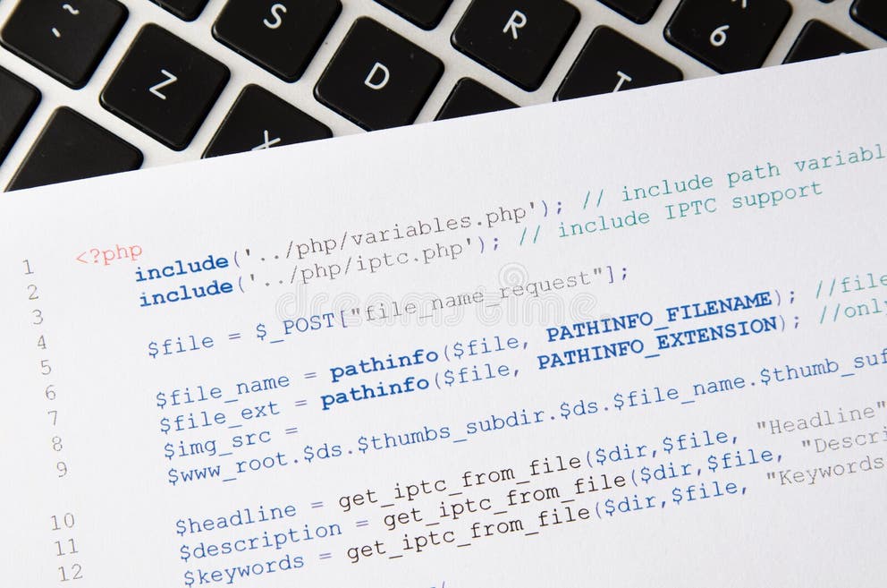 Web Developer Programming Code Printed on a Piece of Paper Stock Image - Image of programming ...