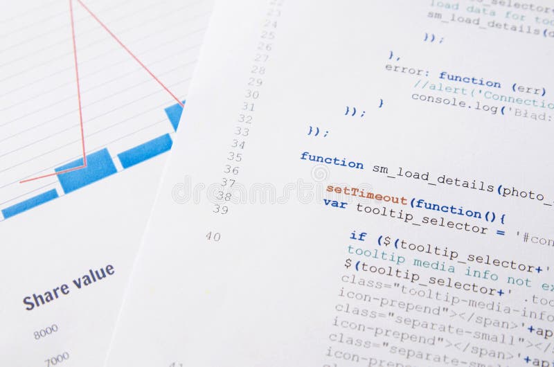 Web Developer Programming Code Printed On A Piece Of Paper Stock Image Image Of Computer Data