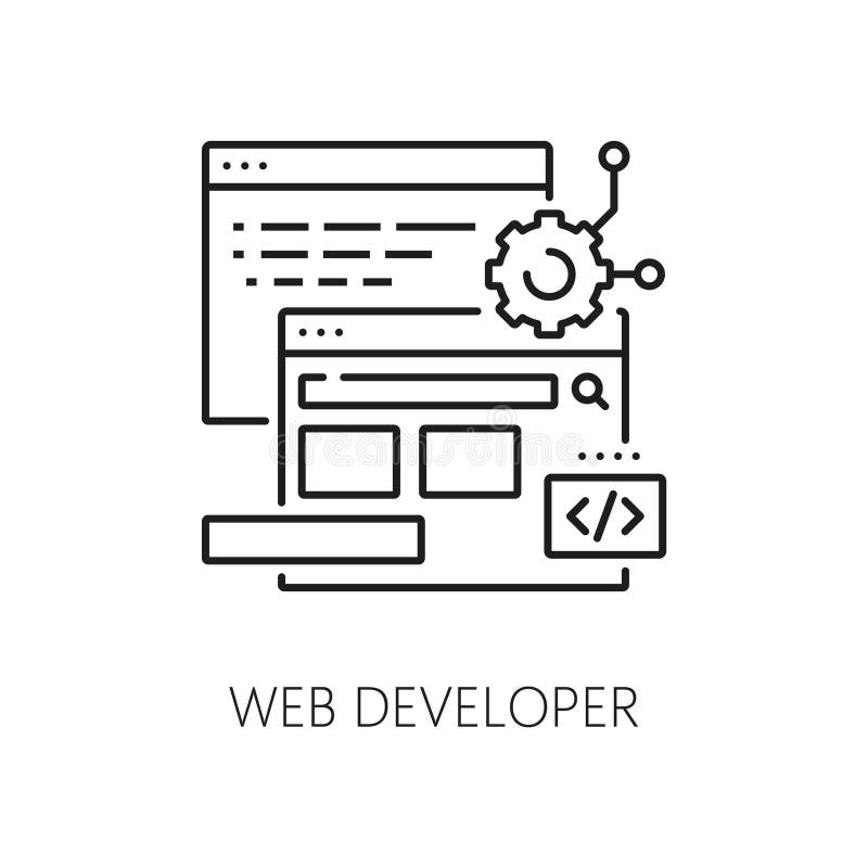 Web Developer it Specialist Icon of Website Design Stock Illustration - Illustration of screen ...